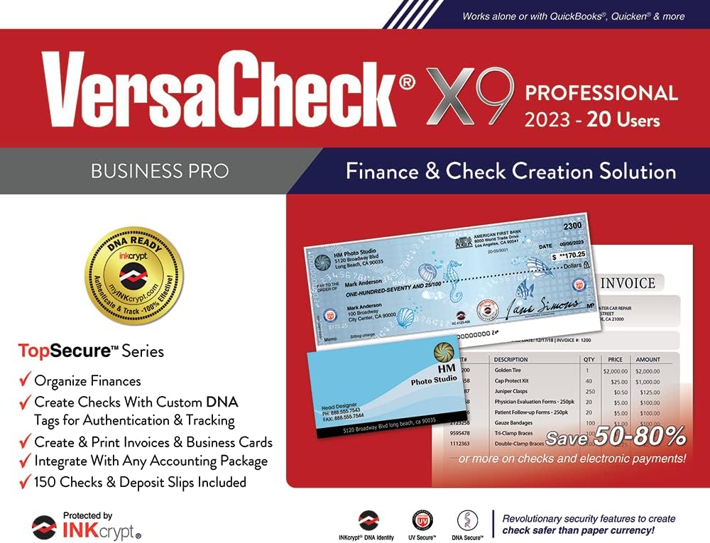 Amazon.com: VersaCheck X9 Professional 2023 – 20 User Finance and Check ...