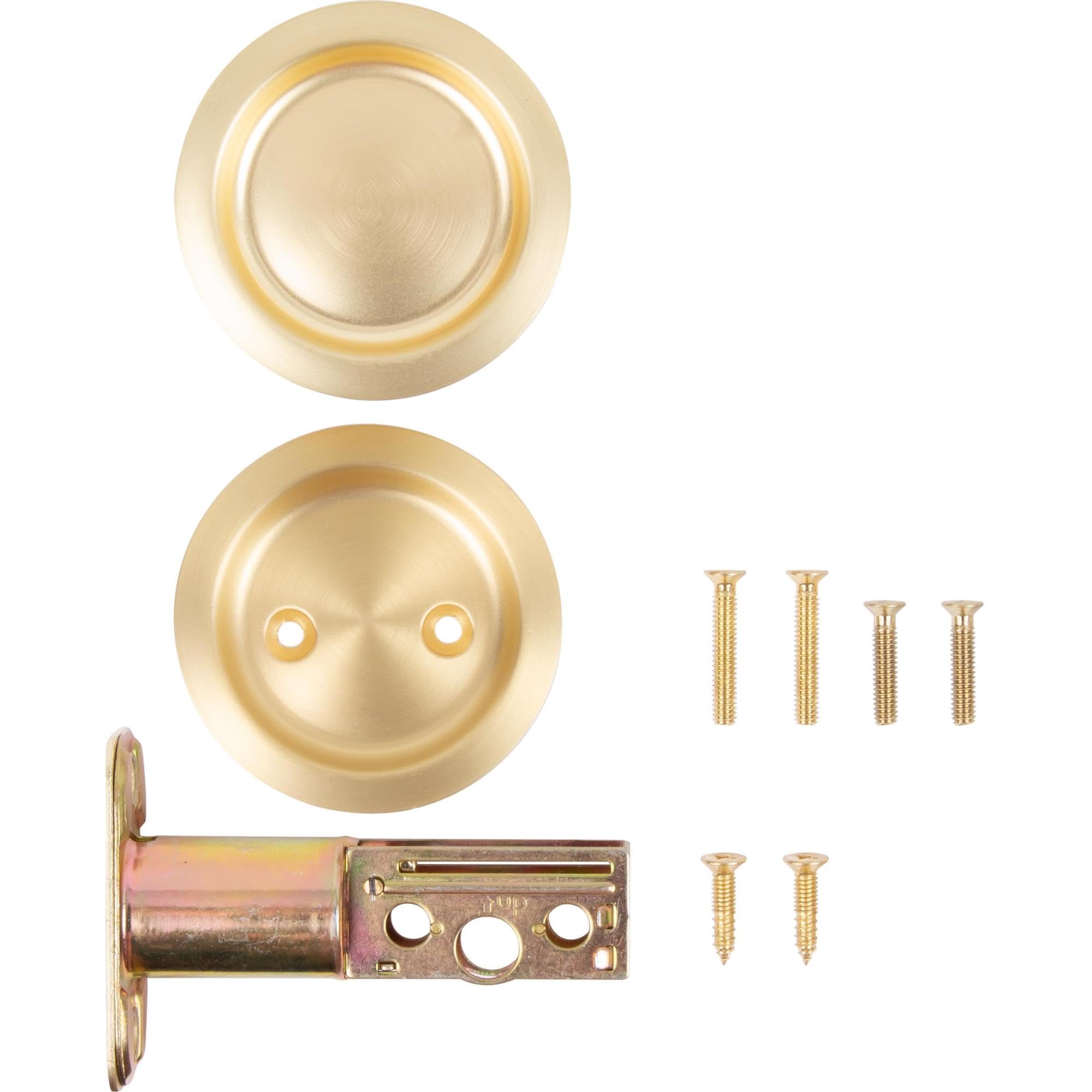 Pocket Door Lock Stone Harbor Round Passage - Satin Brass, 2-3/8" Backset, No Key Passage Door Lock