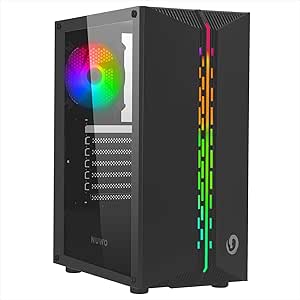 Amazon.com: Nuwo Hoder T301 Black ATX Case for PC Desktop Office Gaming 0.50 mm SPCC ARGB ...