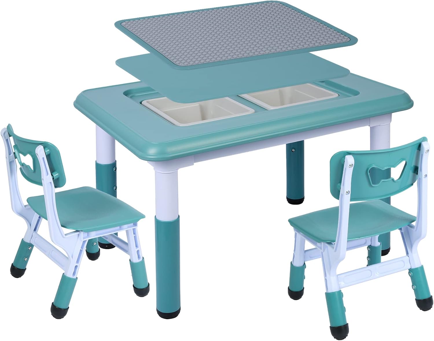 Amazon.com: RedSwing Kids Table and 2 Chairs Set, Height Adjustable, 3 ...