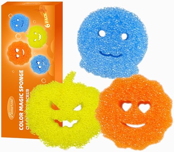 Amazon.com: 6 Pcs Scrubber Color Sponges,Non-Scratch Cleaning Sponges ...