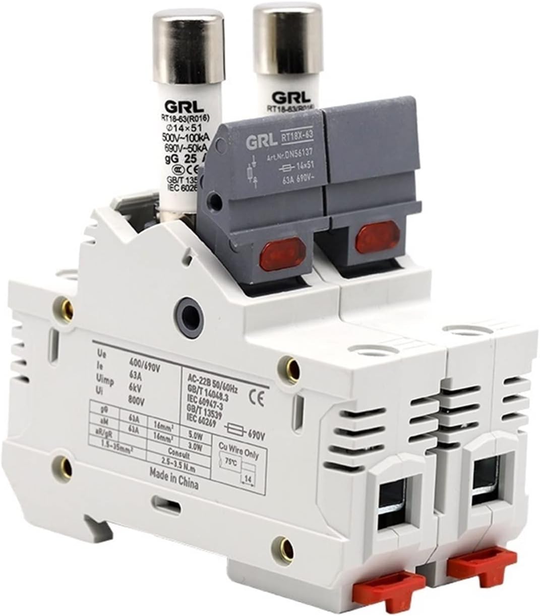 Amazon.com: YYDSCQ 1pcs 2P AC Fuse Holder Base RT18X-63-2P Fusibles Box ...