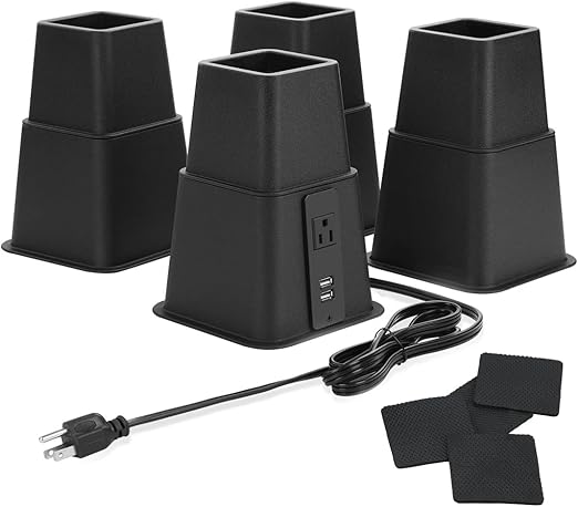 Amazon.com: Tuffen Heavy Duty Bed Risers with Power Outlet and USB ...