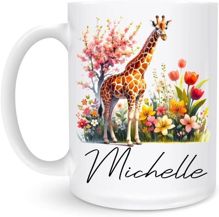 Amazon.com: WANDORIA Graceful Giraffe Coffee Mug, Customized Safari ...