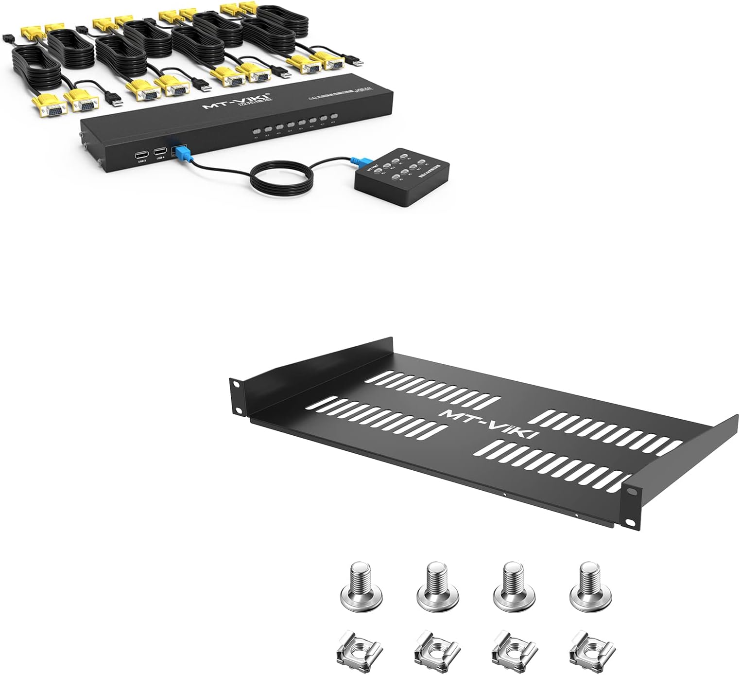 Amazon.com: 8 Port VGA KVM Switch + 1 Pack 1U 19'' Rack Shelf : Electronics