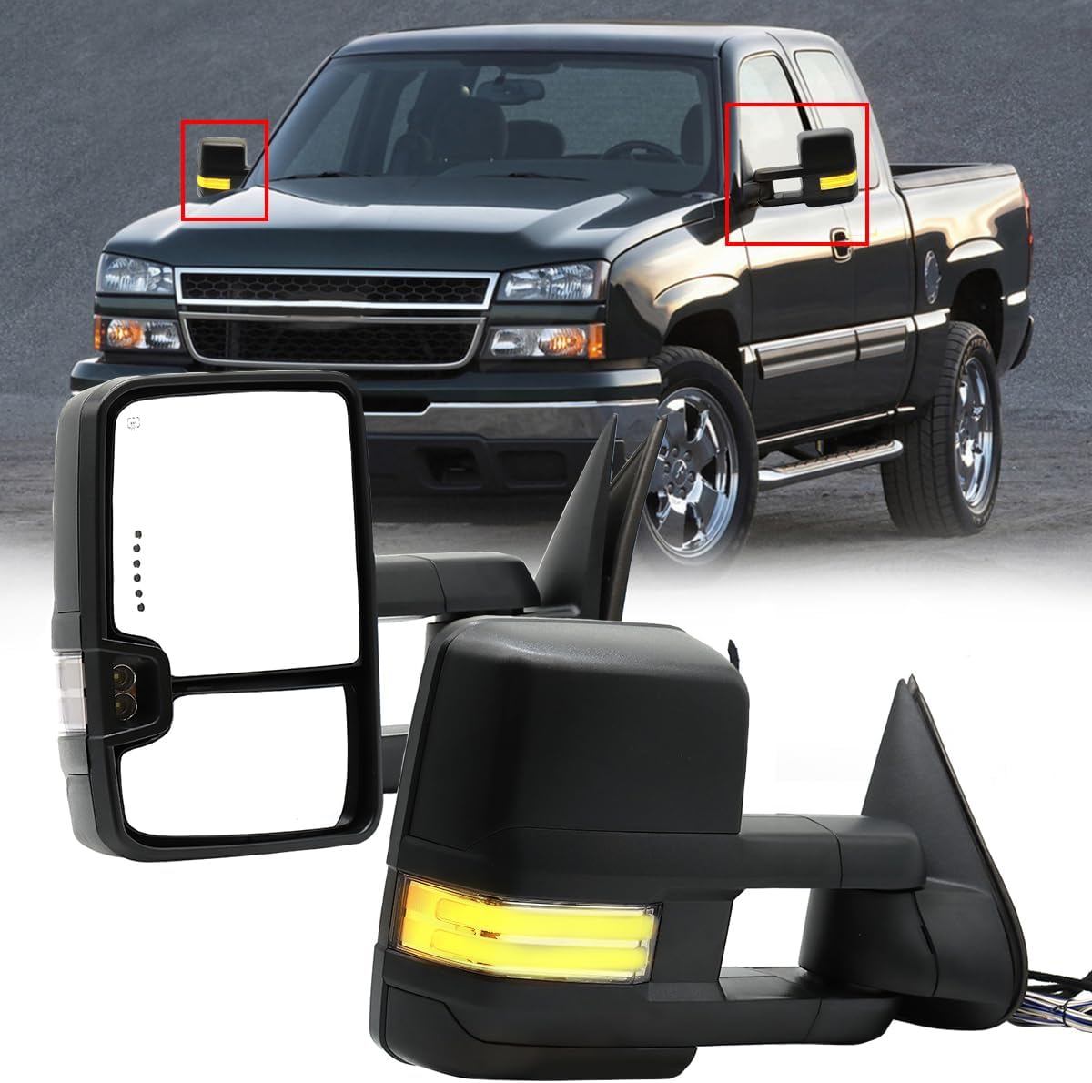 Amazon.com: Towing Mirrors Fit for 2003 2004 2005 2006 2007 Chevy ...