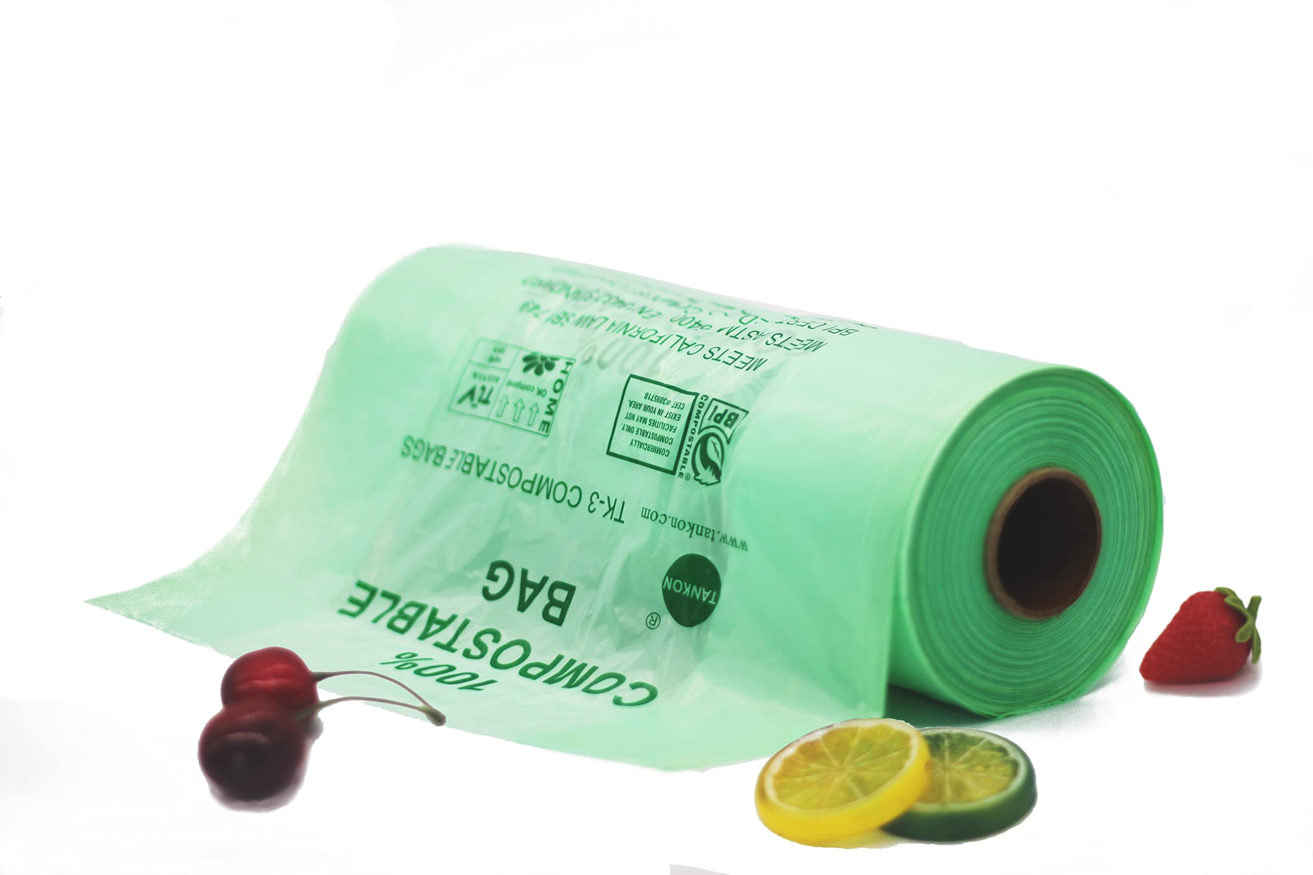 TANKON 100% Compostable Trash Bags, 250 Count, 2.6 Gallon, Produce Bag ...