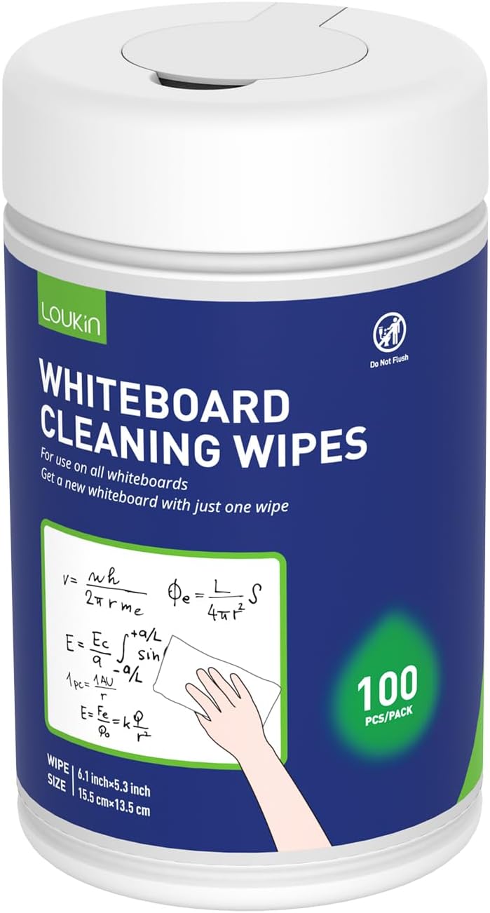 loukin Whiteboard Cleaning Wipes, Dry Erase Board Cleaning Wipes, Non ...