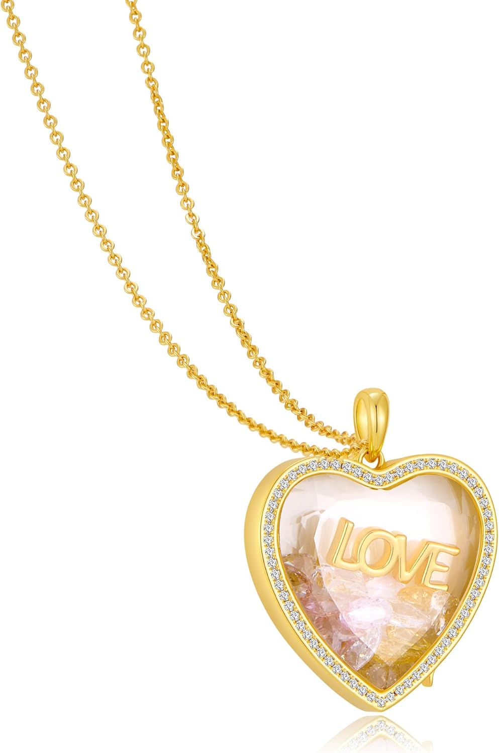 Amazon.com: Shinybox Floating Locket Necklace for Women 14K Gold Filled ...