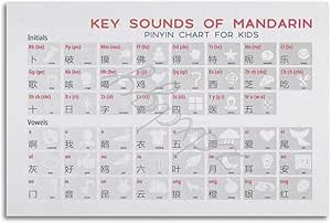 Amazon.com: Chinese Pinyin Alphabet Poster Chinese Vowel Consonant ...