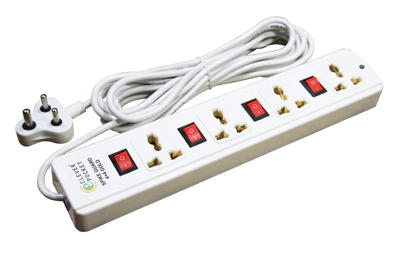 Clever Pocket® 4 4 Strip Extension Board With Individual Switches 6 Amp Multi Plug Point