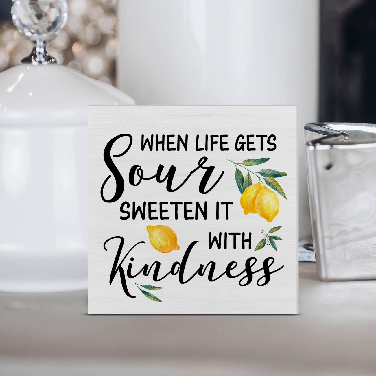 Snapklik.com : Lemon Wooden Box Sign When Life Gets Sour Sweeten Lemons ...