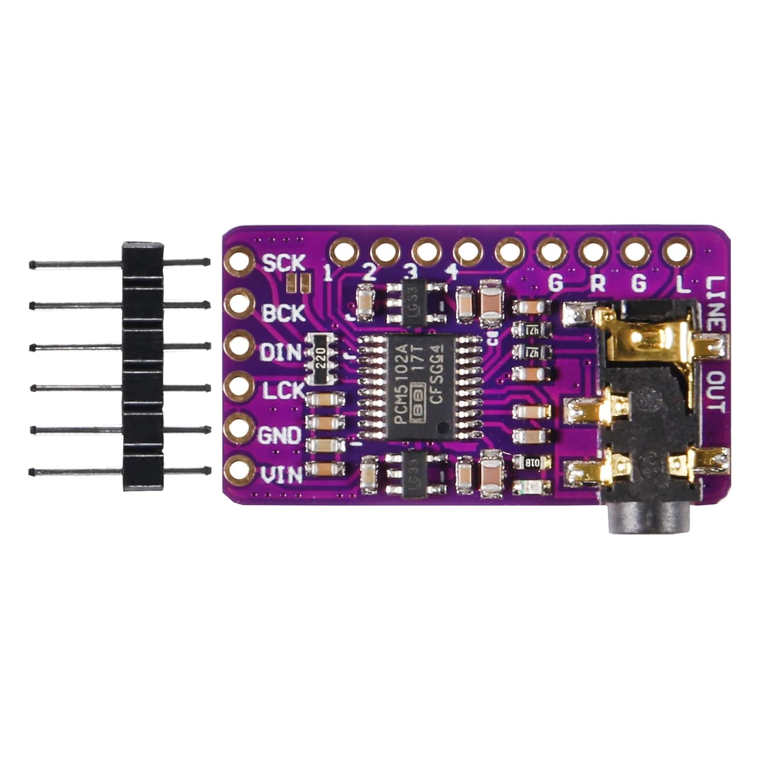 QCCAN Interface I2S PCM5102A DAC Decoder GY-PCM5102 I2S Player Module pHAT Format Board Digital ...