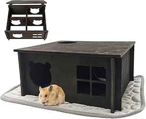 Tfwadmx Multi-Chamber Hamster House Maze Wooden Hideout Multi-Room ...