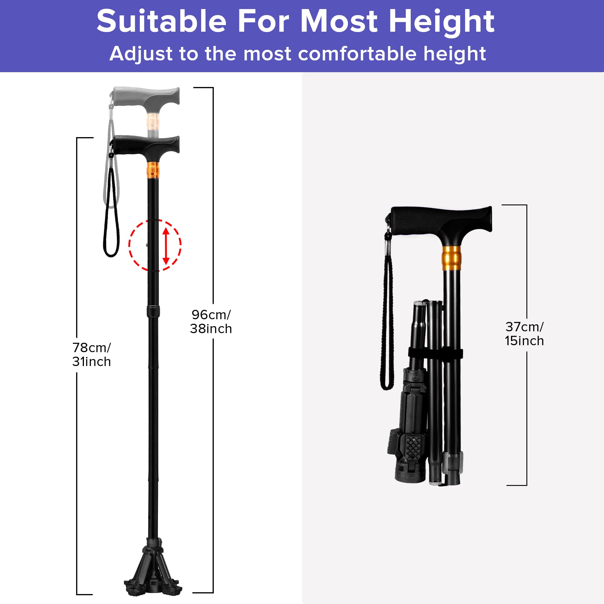 Snapklik.com : Walking Cane Foldable, Adjustable, Collapsible Walking ...