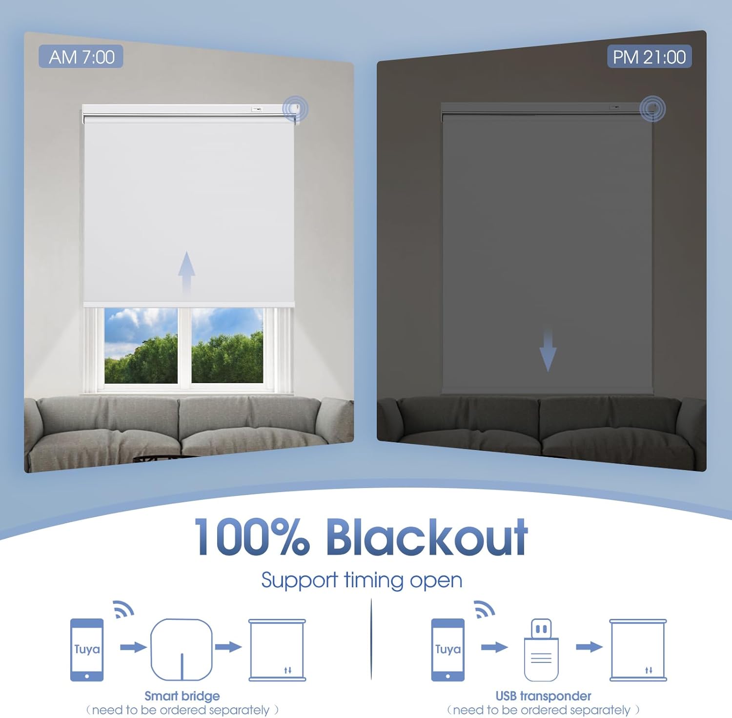 Grandekor Remote Control Motorized Blinds, Smart Motorized Roller Shade ...