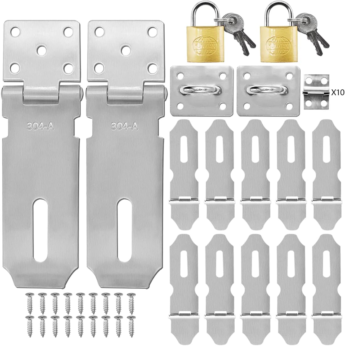 Saijer Hasps,2 PCS Large Hasp 10 Small Hasp 2 Locks Stainless Steel ...