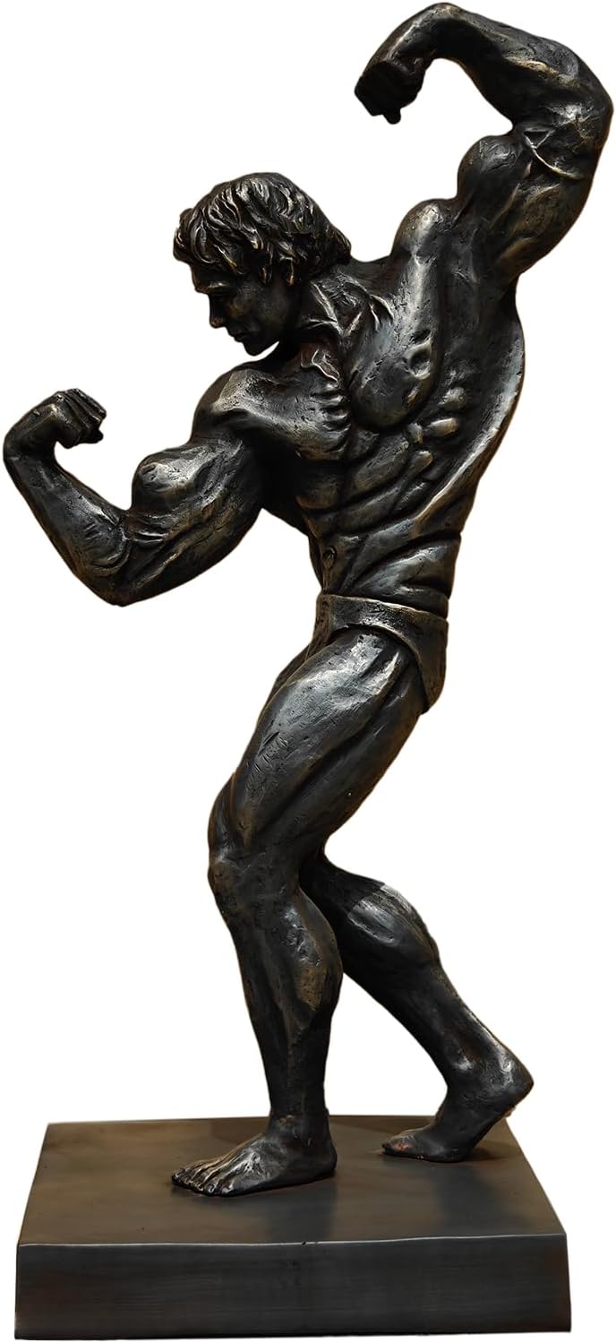 Amazon.com: R REALONG Muscular Man Large Bronze Statue, 24.4'' Pure ...