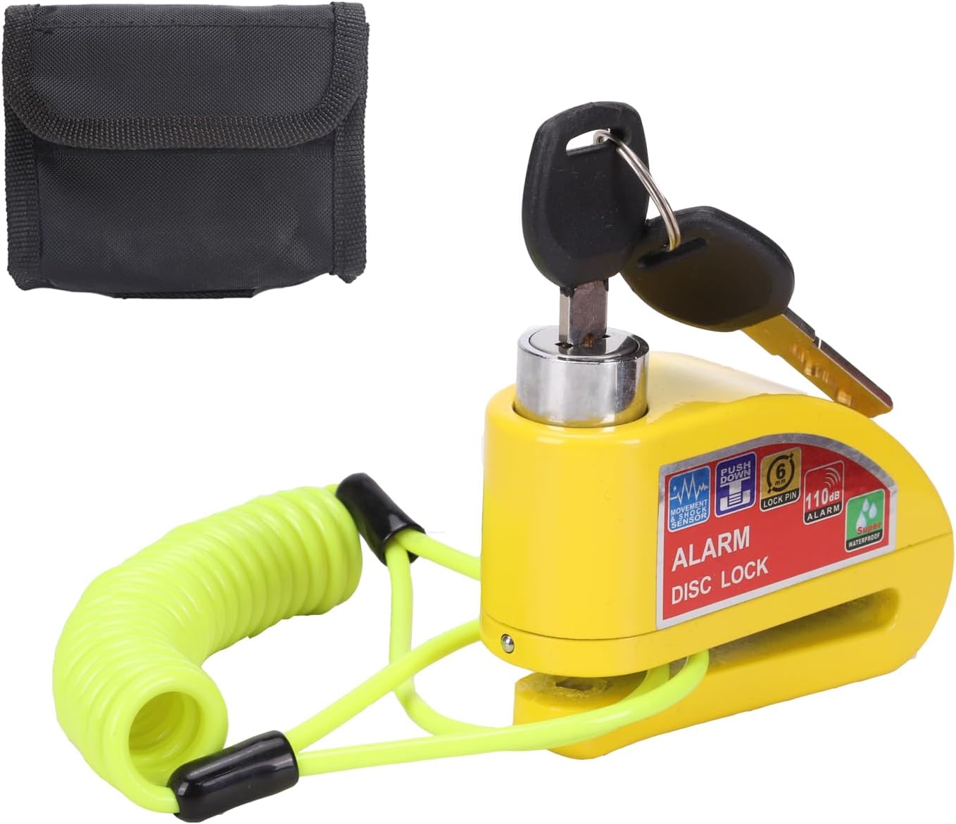 Amazon.com: Alarm Disc Lock with 59.1in Reminder Cable Disc Brake Lock ...