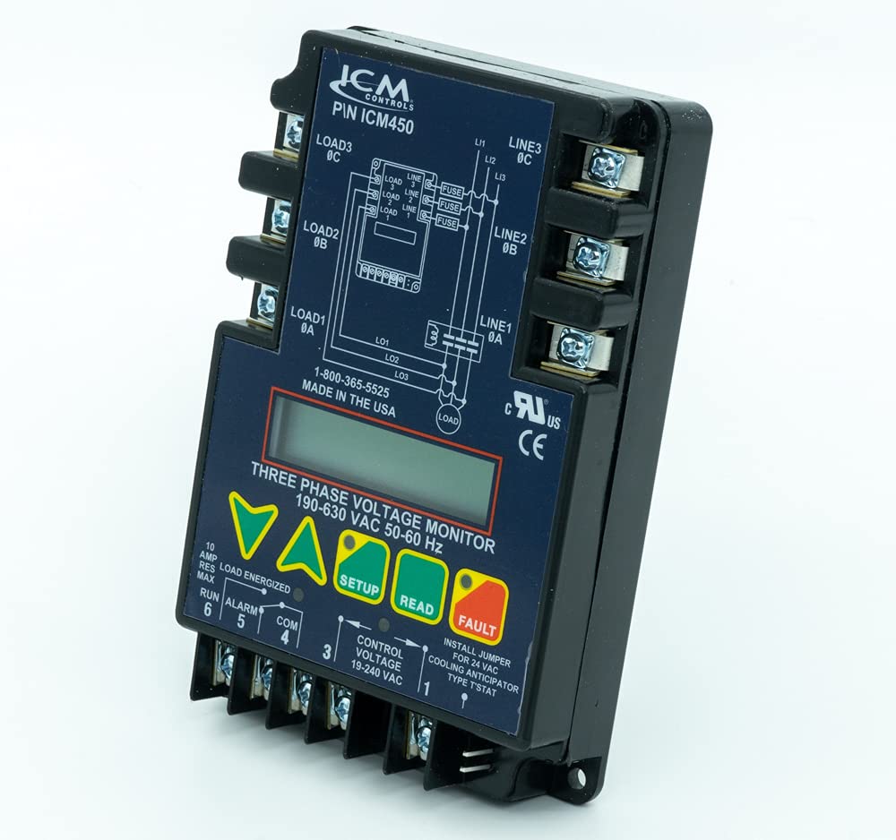 ICM Controls ICM450 3-Phase Monitor, 25-Fault Memory, LCD Setup and ...