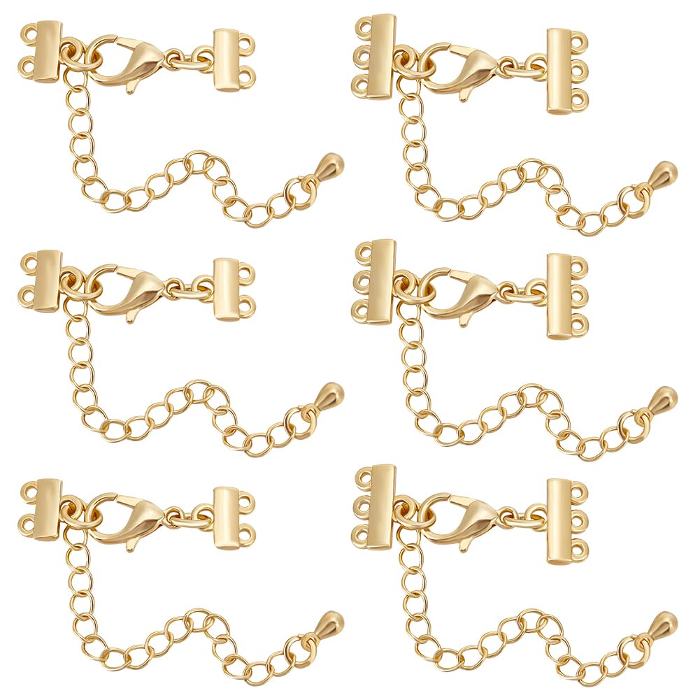 Amazon.com: Beebeecraft 1 Box 8Pcs Layering Clasp 18K Gold Plated Multi ...