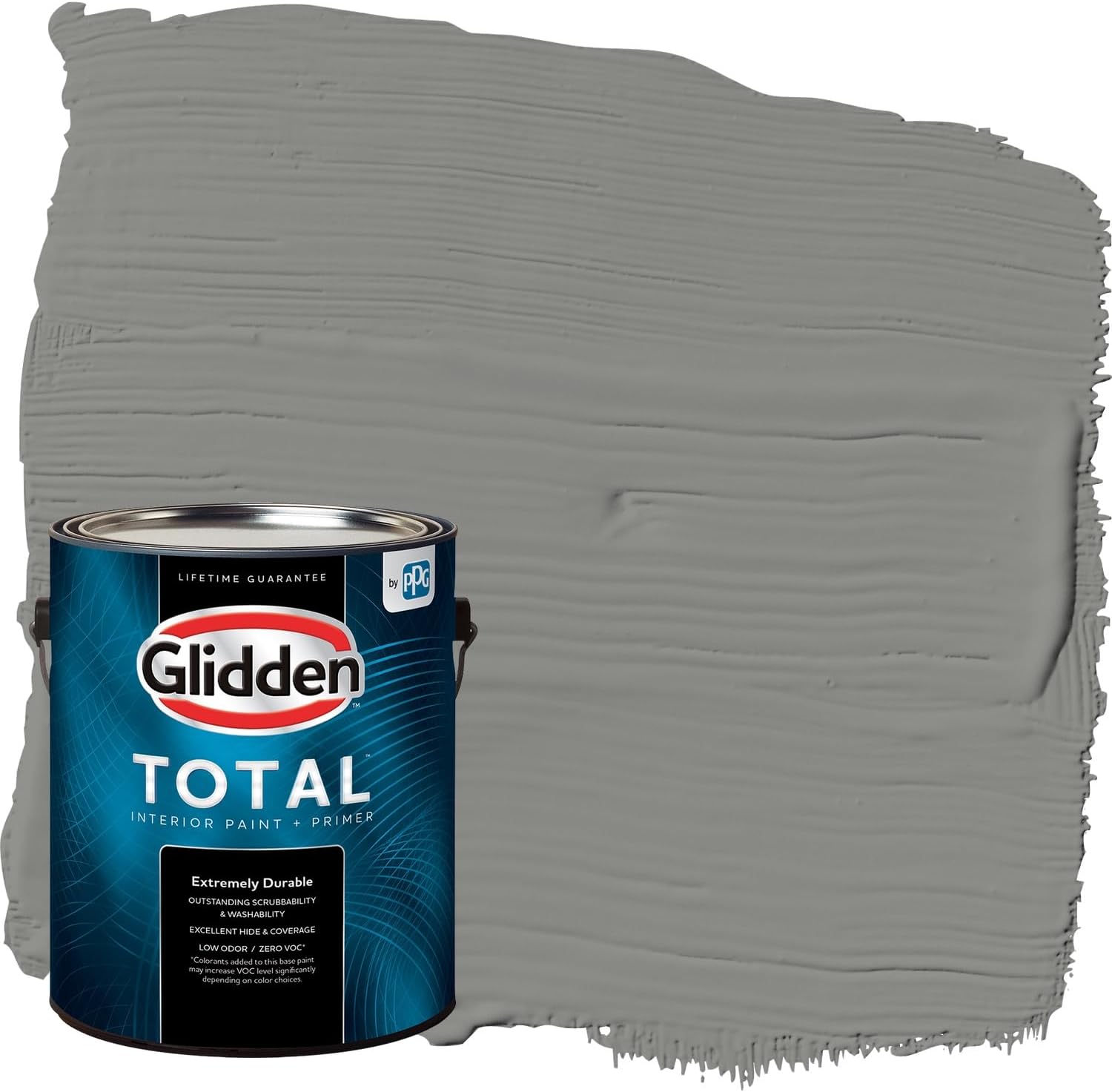Glidden Total 1 gal. Downpour/Grey Flat Interior Paint with Primer ...