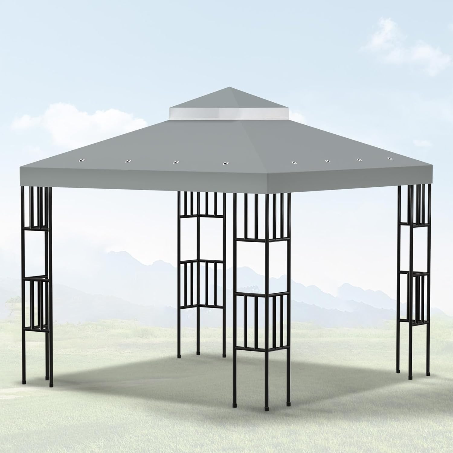 Amazon.com : 10'x10' Gazebo Canopy Replacement Top Cover, Double Tiered ...
