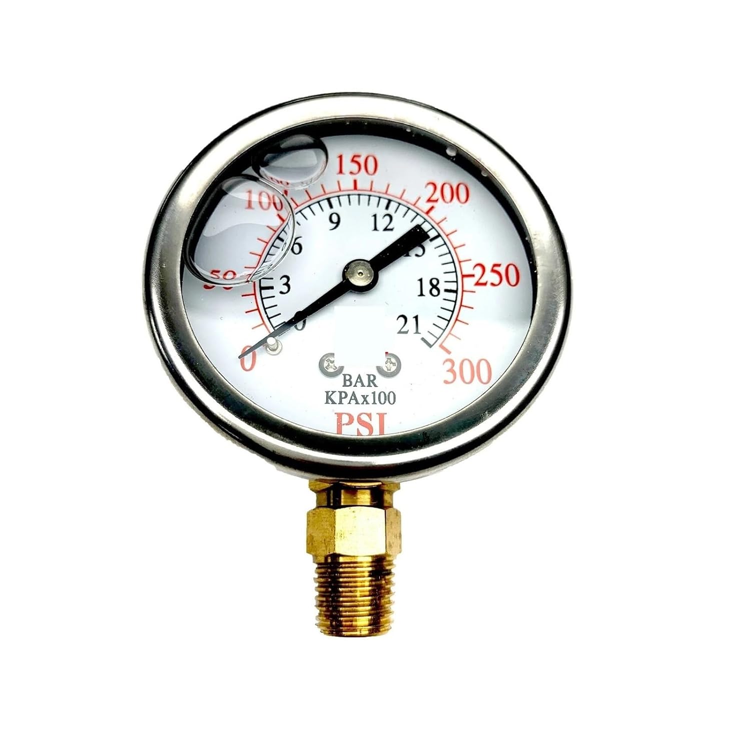 1/4" NPT Dial 2.5" Liquid Filled Air Pressure Gauge Side Mount -0 to ...