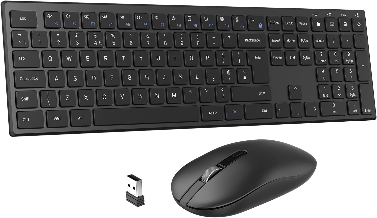 RaceGT Wireless Keyboard and Mouse Set - Full Size Ultra-Thin USB ...