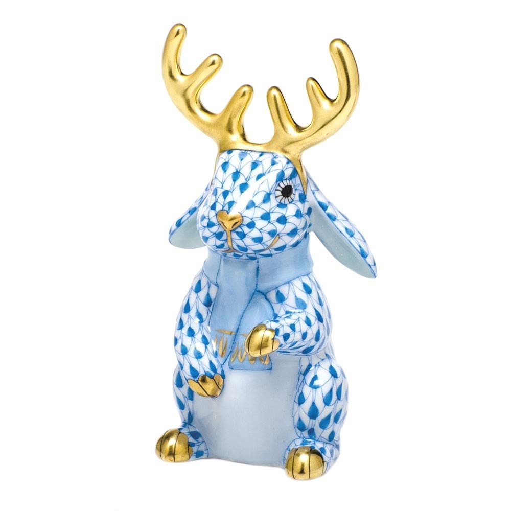 輸入市場オンラインストアHerend Reindeer Bunny Rabbit Porcelain Figurine Blue ...
