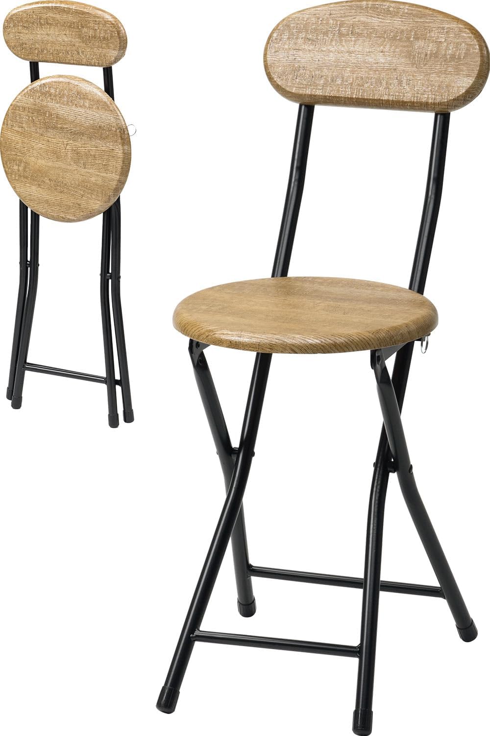 Amazon｜イーサプライ 折りたたみチェア 背もたれ スリム 軽量 コンパクト 座面高45cm 幅30cm カフェ風 完成品 木目 ヴィンテージ EEX-CHWD03VBR｜折りたたみチェア ...