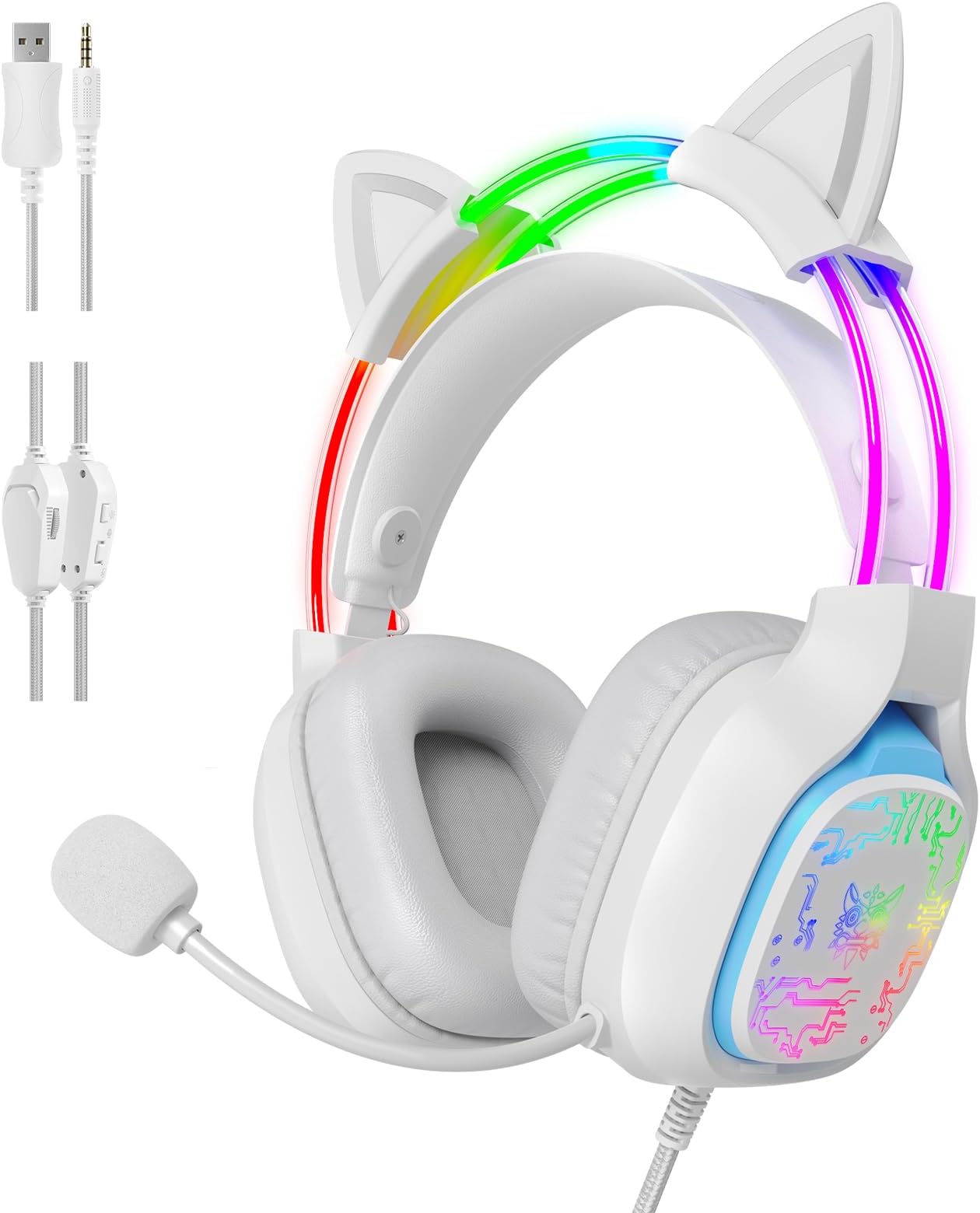 Amazon.com: ONITOON Lightweight Gaming Headset with Detachable Cat Ears ...