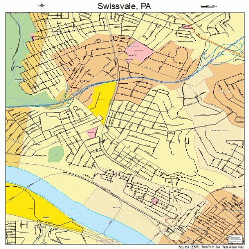 Large Street & Road Map of Swissvale, Pennsylvania PA - Printed poster ...