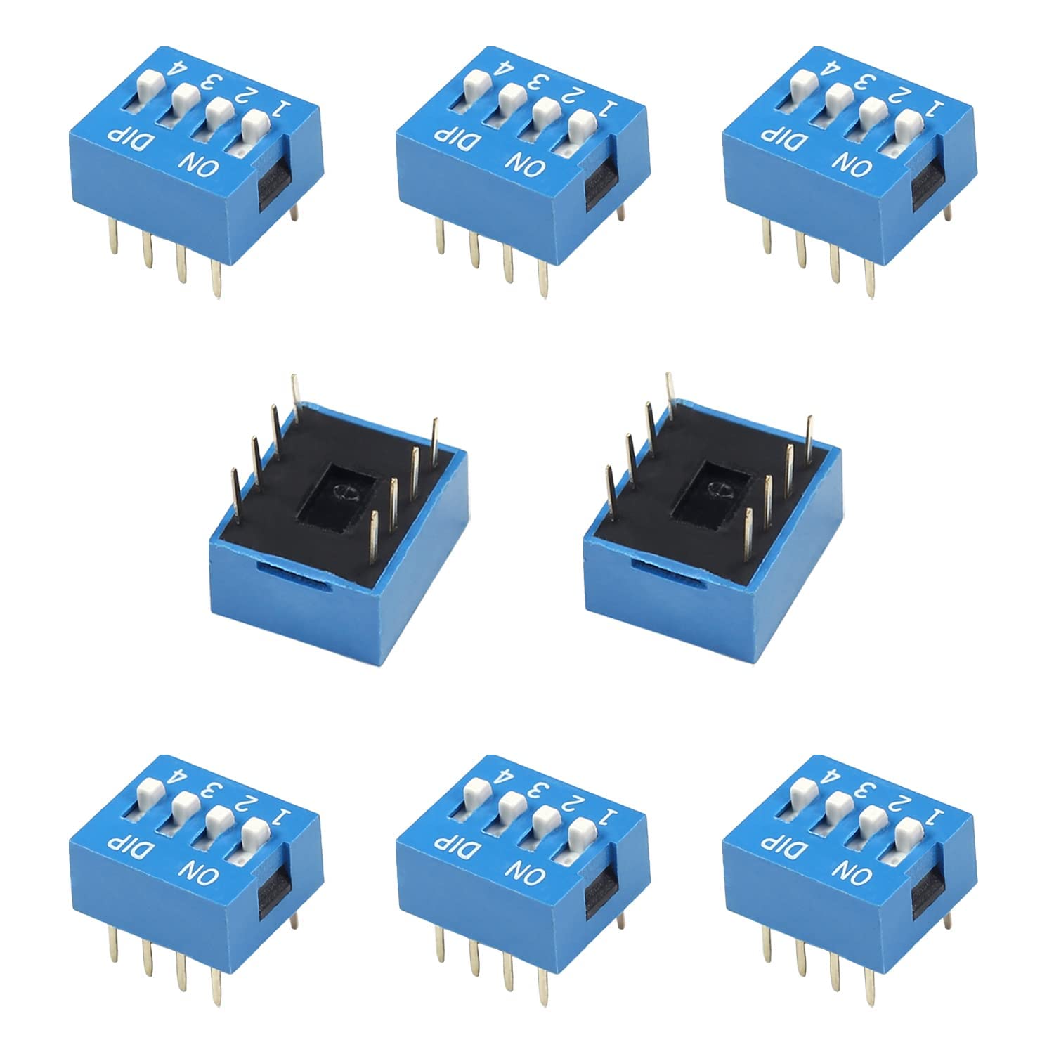 Snapklik.com : 5pcs Blue DIP Switch Horizontal Toggle 1-4 Positions 2 ...