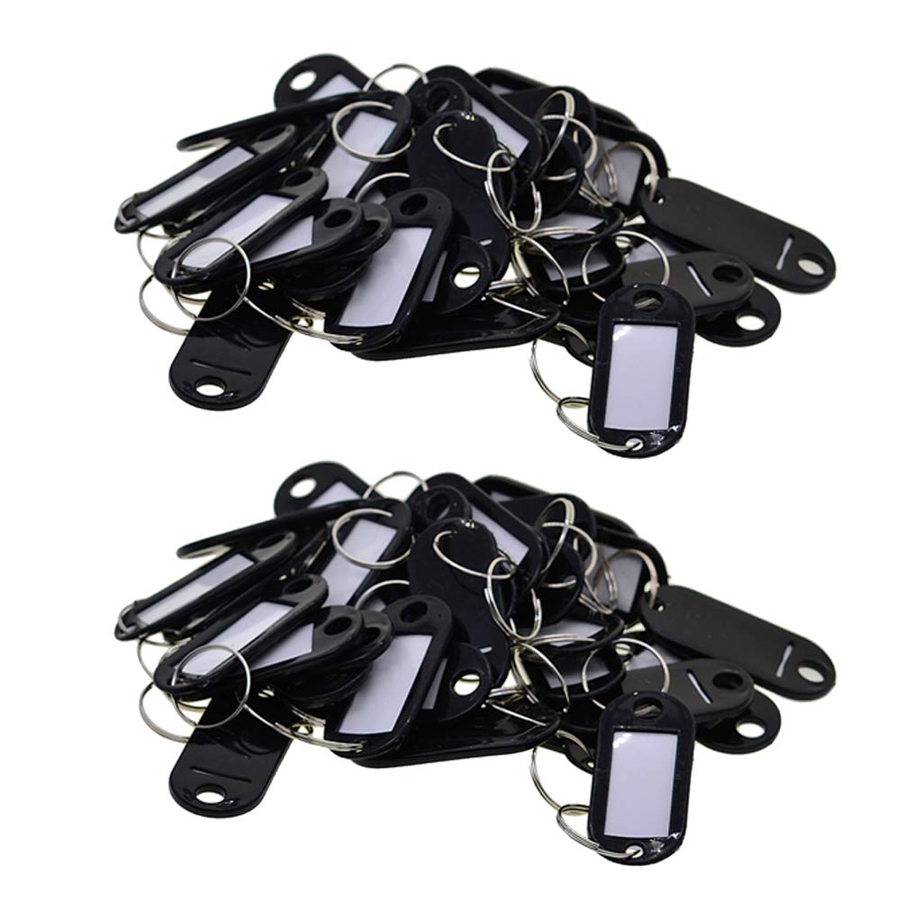 Buy Sharplace 100 Simple and Effective Black Key Tags with Split Ring ...
