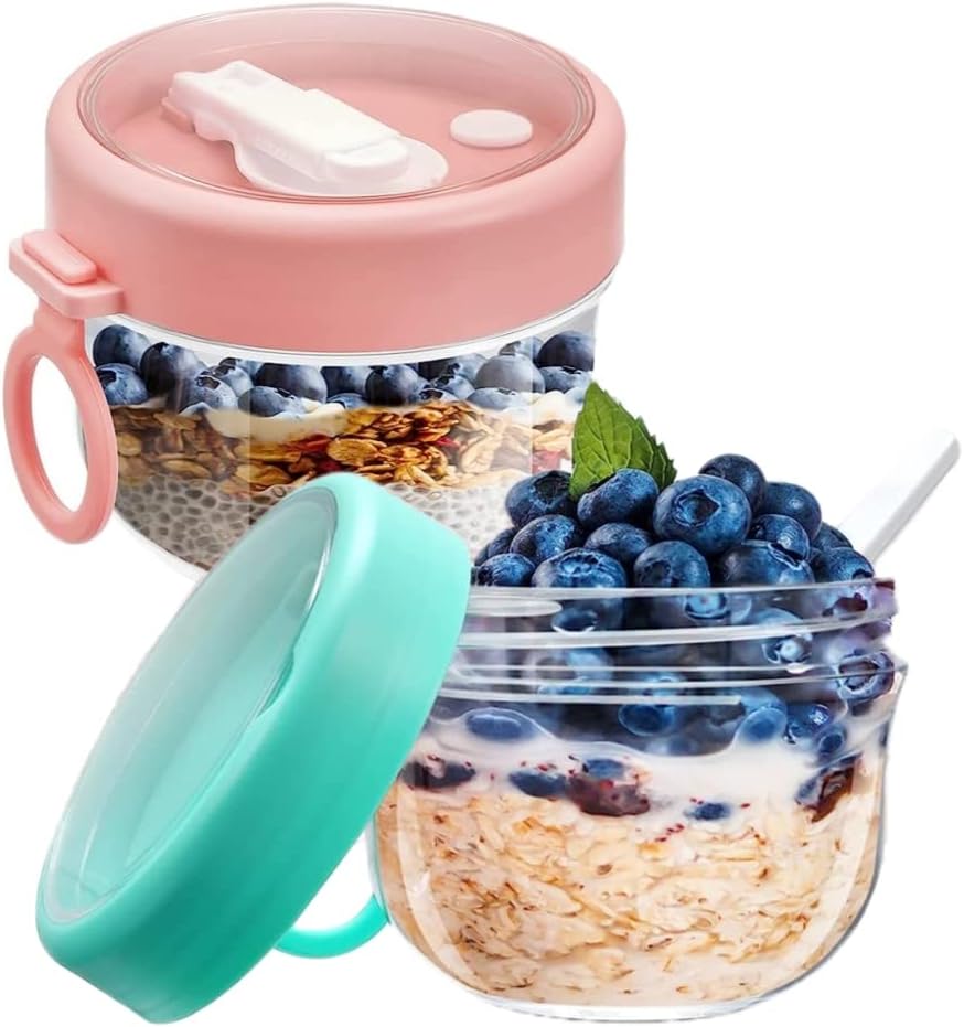 Amazon.com: Portable Overnight Oats Containers with Lids and Spoon, Overnight Oats Jars for ...