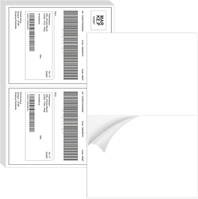 BESTIKER Shipping Labels Half Sheet - 200 Counts, 8.5” x 5.5” Permanent ...