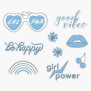Amazon.com: Magnet Light Blue Sticker Pack - collection of hand drawn ...