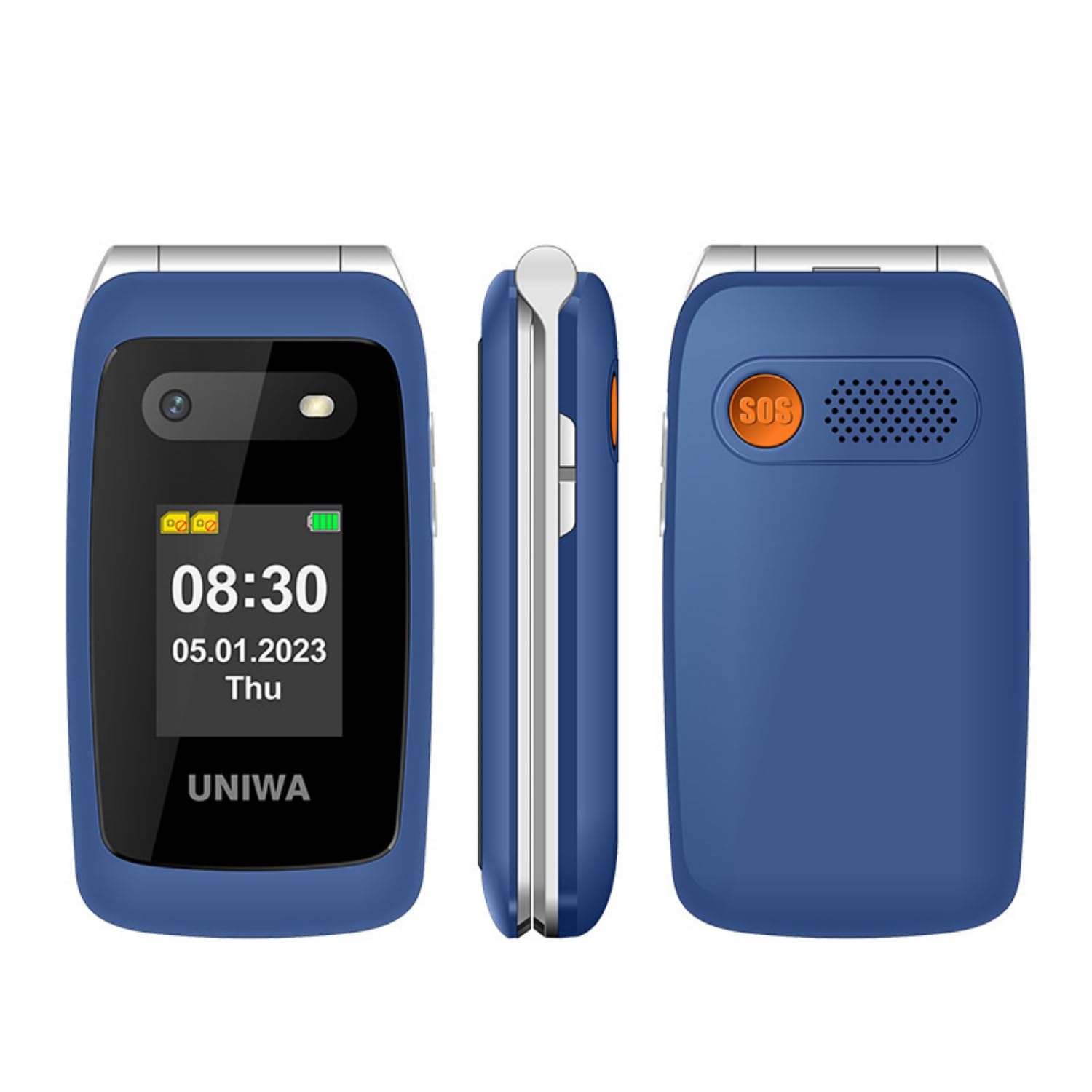 UNIWA 4G Flip Phone for Seniors with Large Buttons, V202T Dual Screen ...