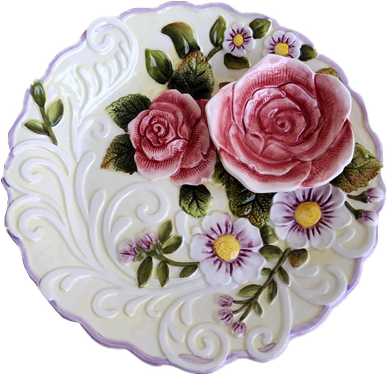 Amazon.com | Minigift Ceramic Chip and Dip Platter, 3D Hand-paint round ...