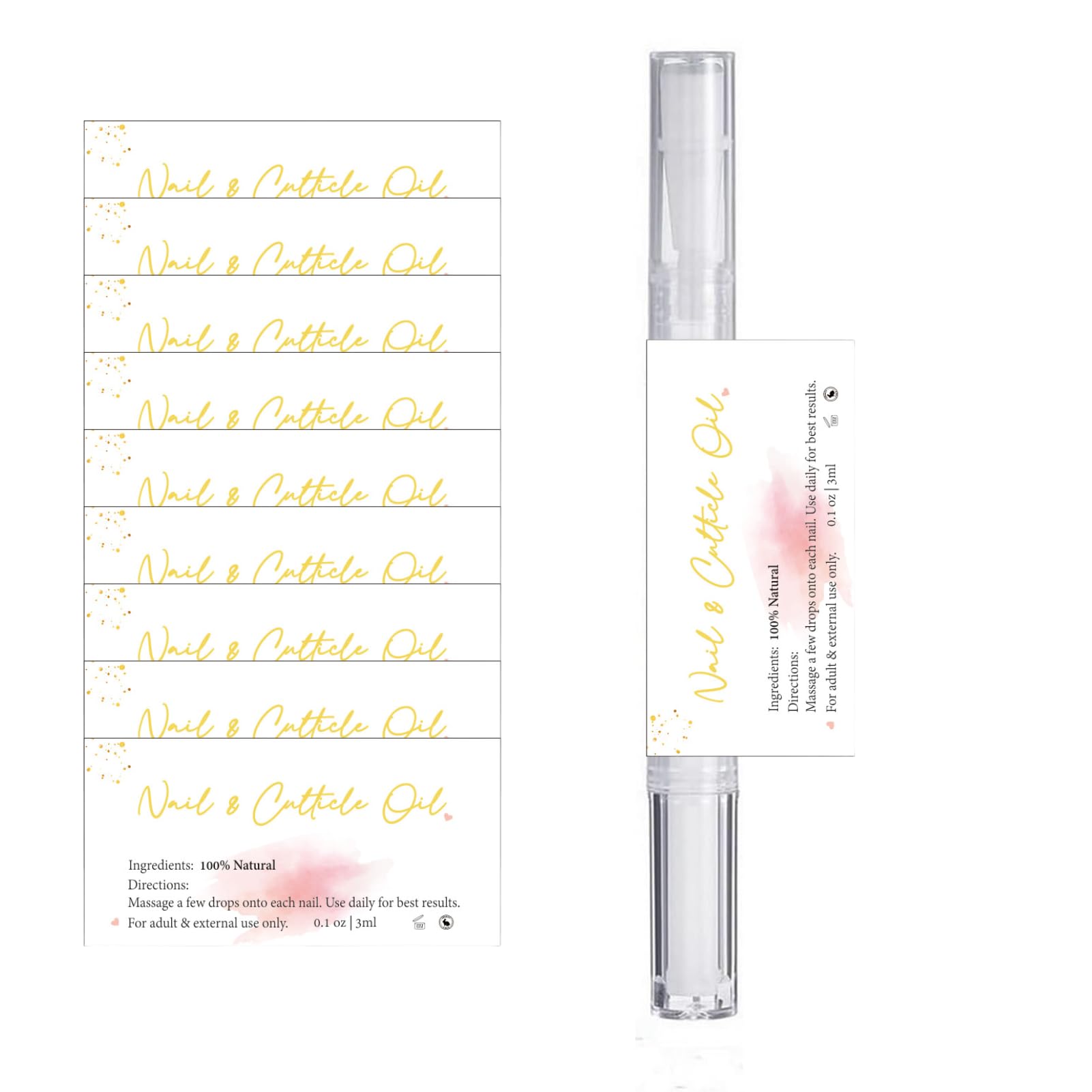 Amazon.com: Empty Cuticle Oil Pen Label Sticker for Nail Tech Manicure ...