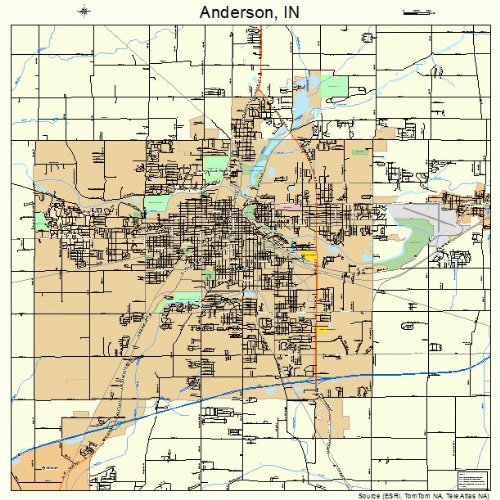 Amazon.com : Large Street & Road Map of Anderson, Indiana IN - Printed ...