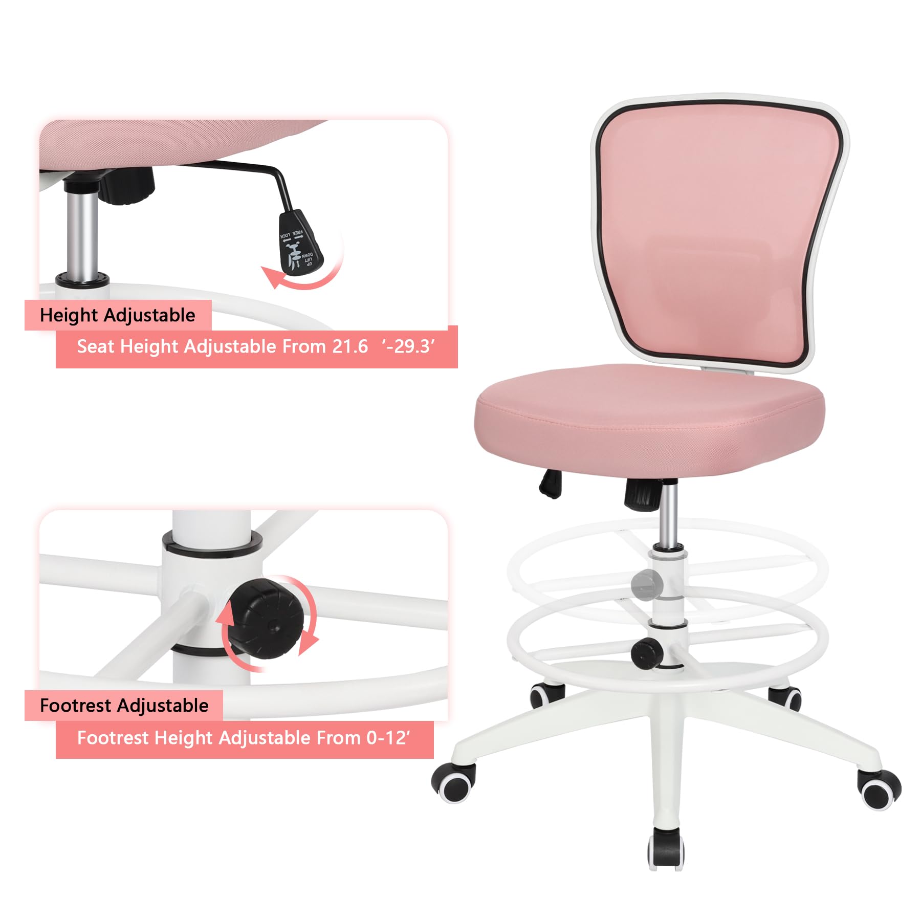 Snapklik.com : Drafting Chair Adjustable Height Tall Office Chairs ...