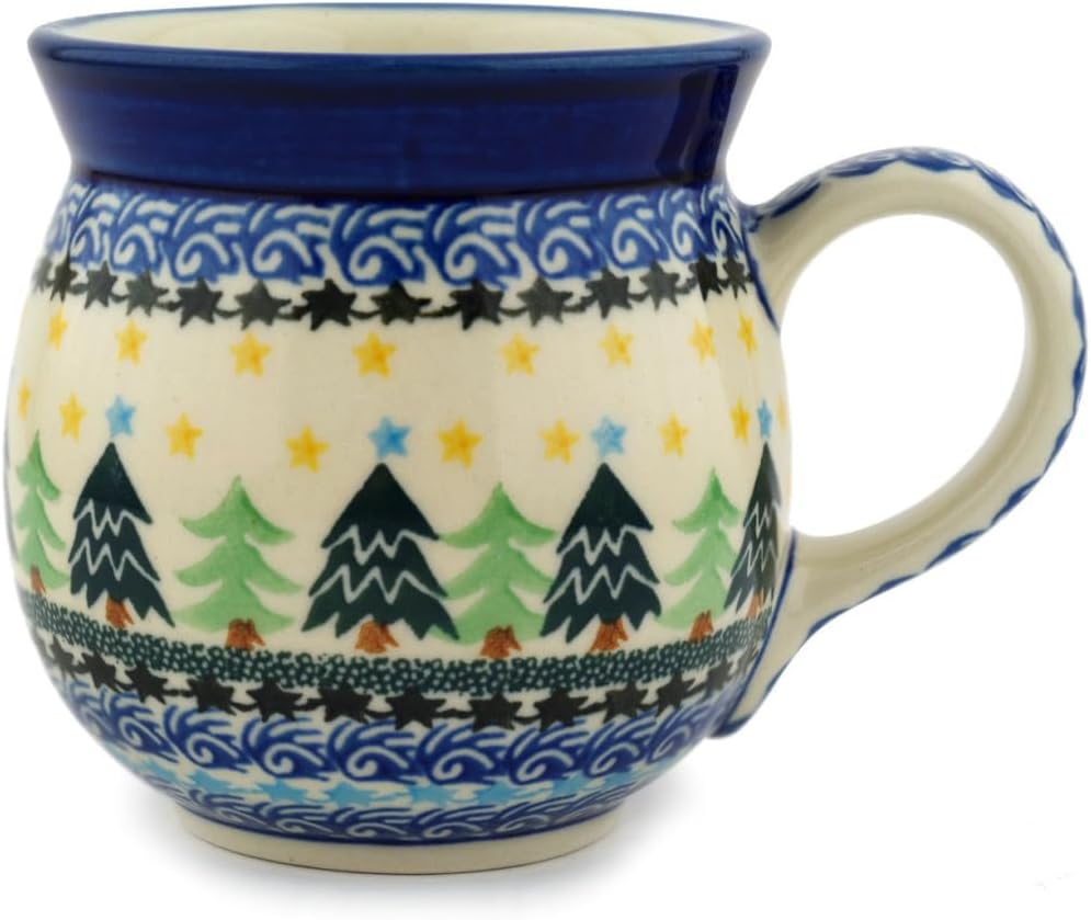 Amazon.com | Authentic Polish Pottery Bubble Mug 8 oz in Maraschino ...