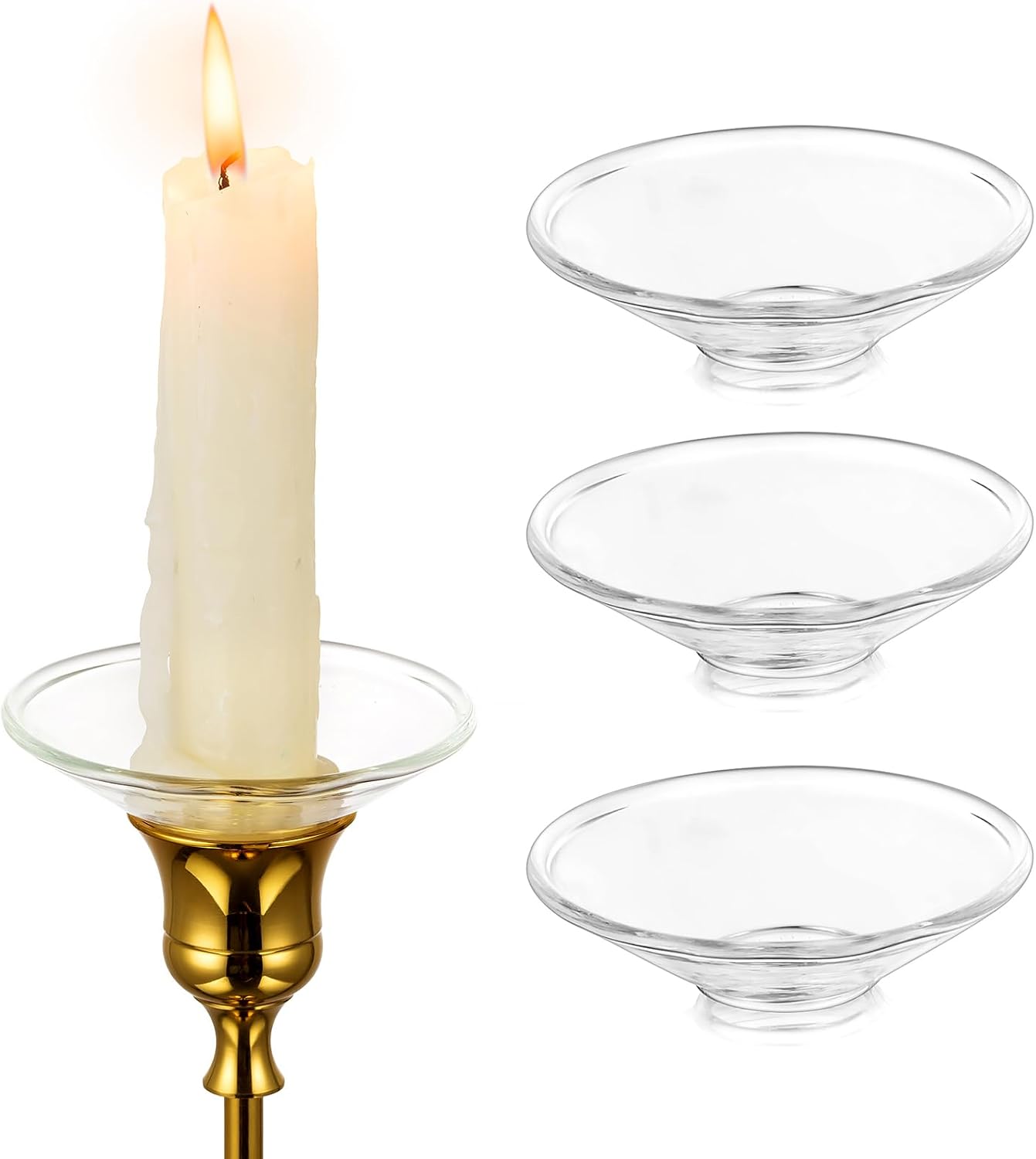 Amazon.com: Hewory Glass Bobeches for Candlestick Holders, 3 PCS Candle ...