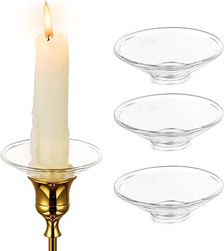 Amazon.com: Hewory Glass Bobeches for Candlestick Holders, 3 PCS Candle ...