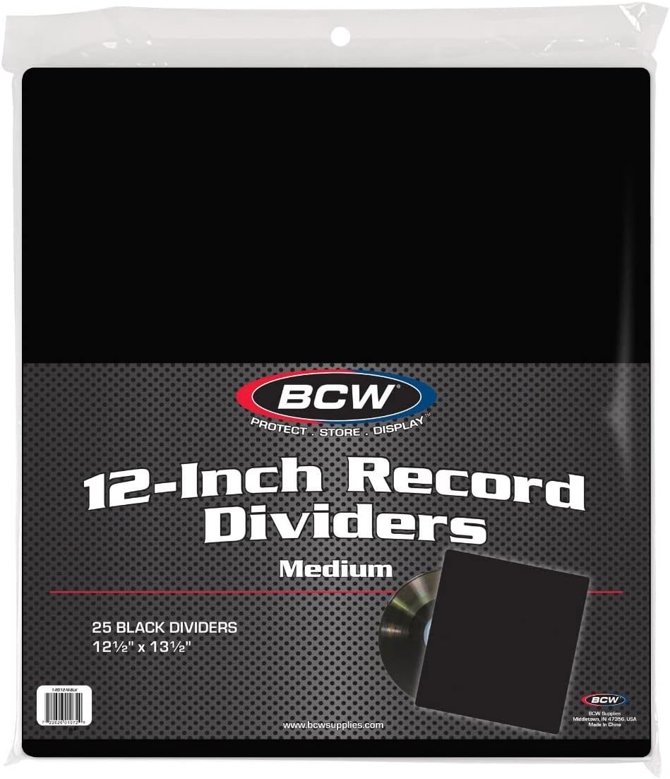Amazon.com : BCW Medium Black 12-Inch Record Dividers - 25 Ct | Premium ...