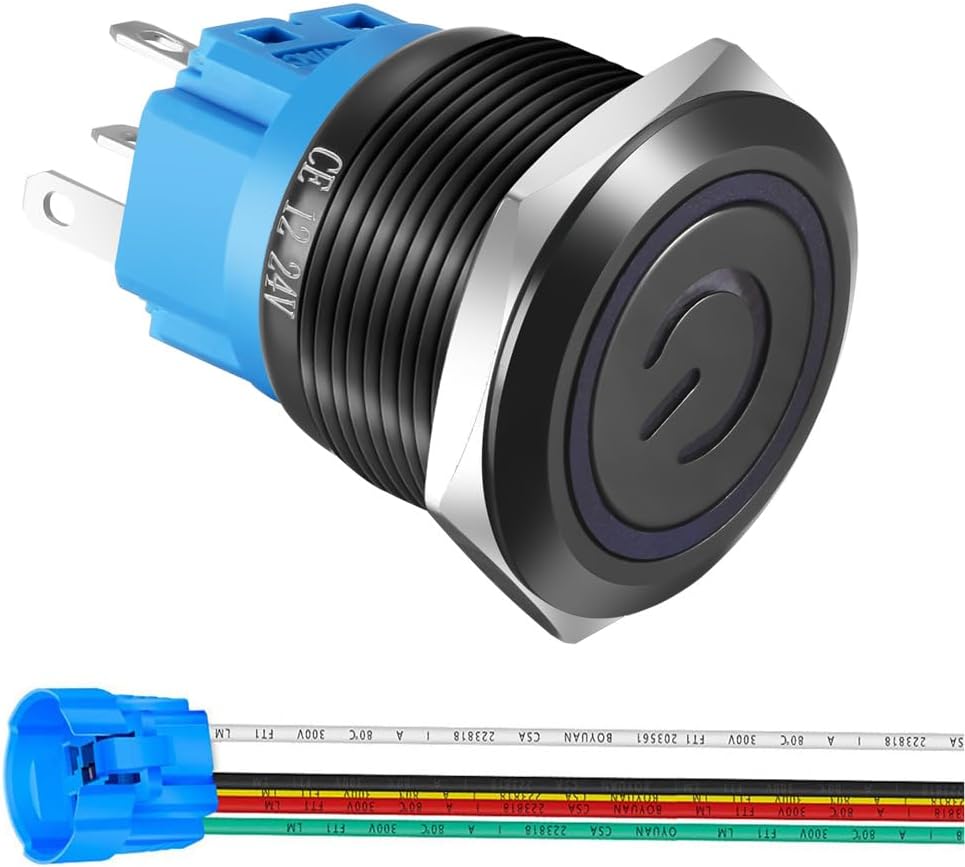 Gebildet 22mm 12V-24V/5A Stainless Steel Latching Push Button Switch ...