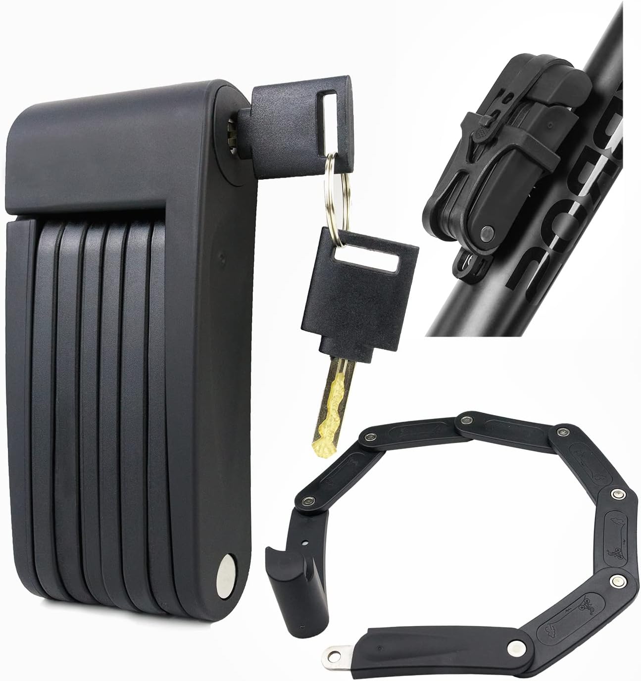 Amazon.com: Compact Folding Bike Lock, 2.3ft Portable Heavy - Duty Anti ...
