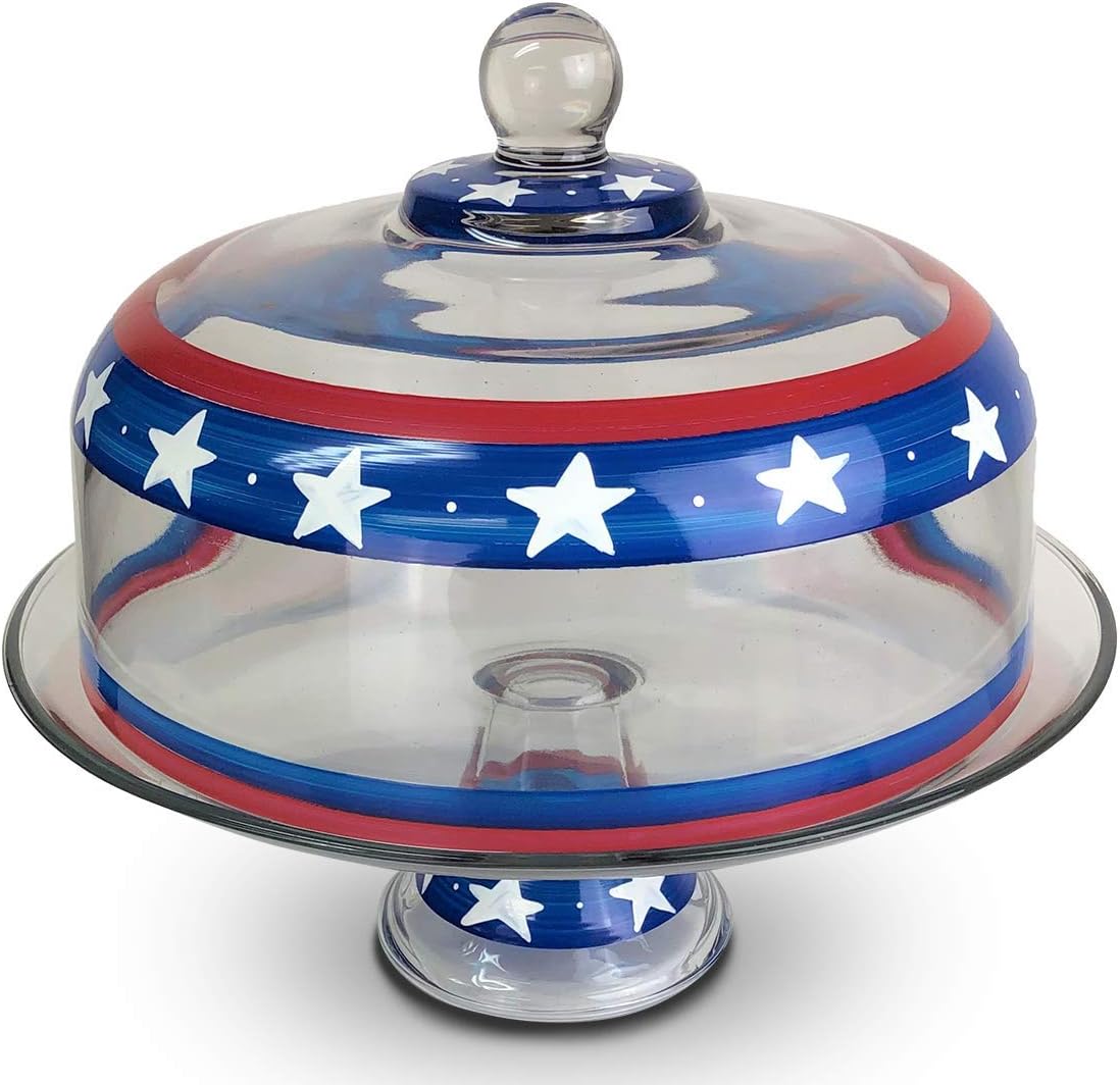 Amazon.com | Golden Hill Studio Hand Painted Cake Stand with Cover ...